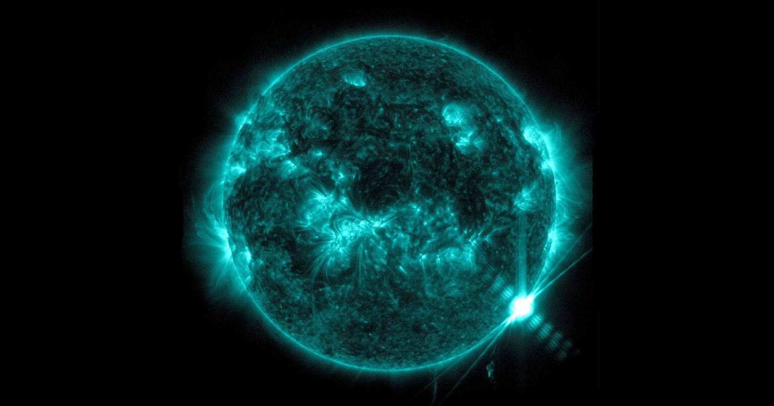 A terrifying solar flare has been captured