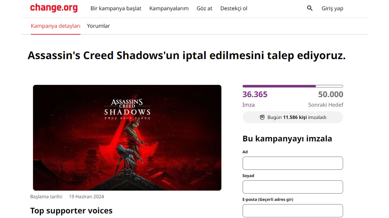 A petition has been started to cancel Assassin's Creed Shadows!